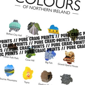 Colours of Northern Ireland - Poster Wall Art Print, Northern Irish ...