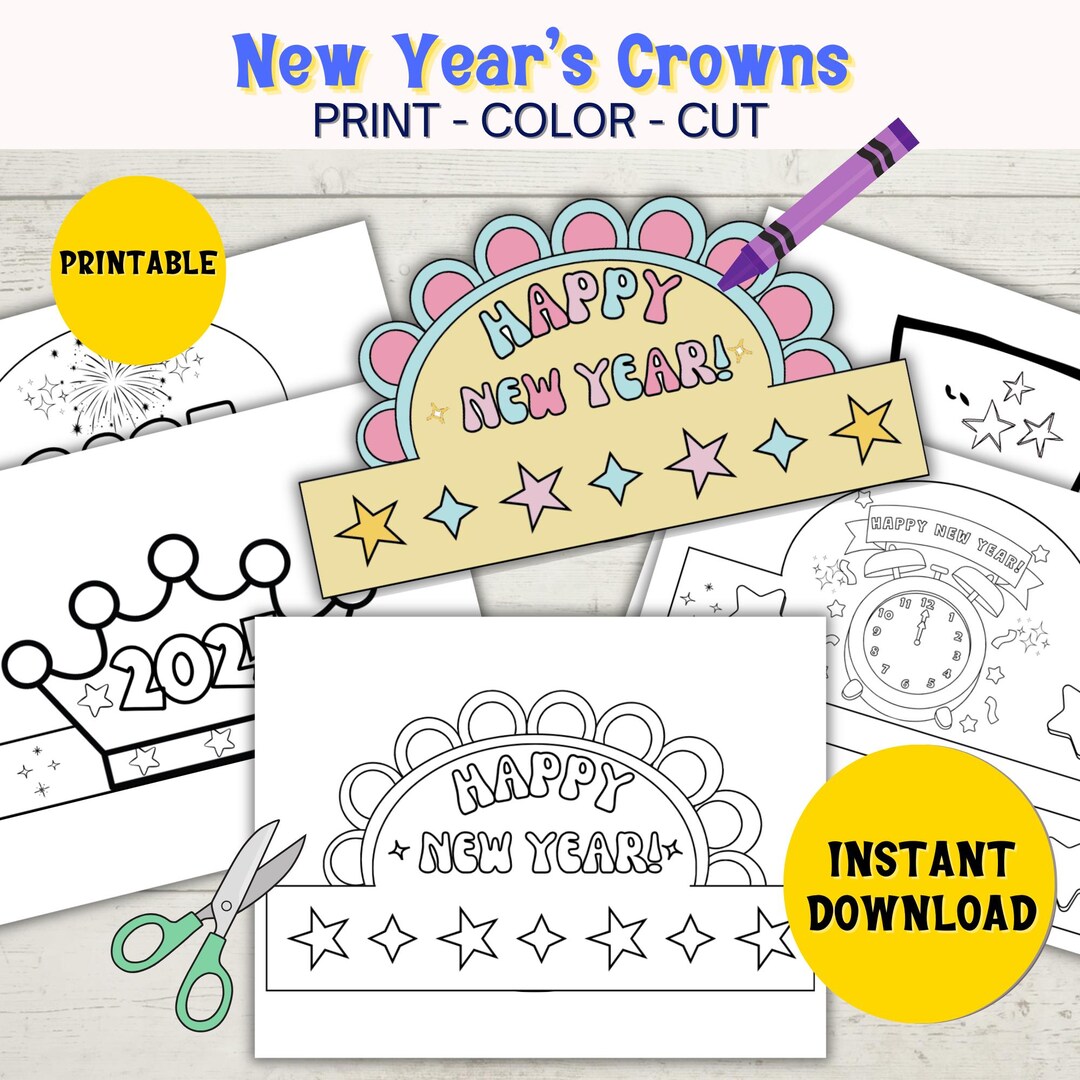 New Year Party Hat Printable - Kids Craft Activity - Fun NYE Craft ...