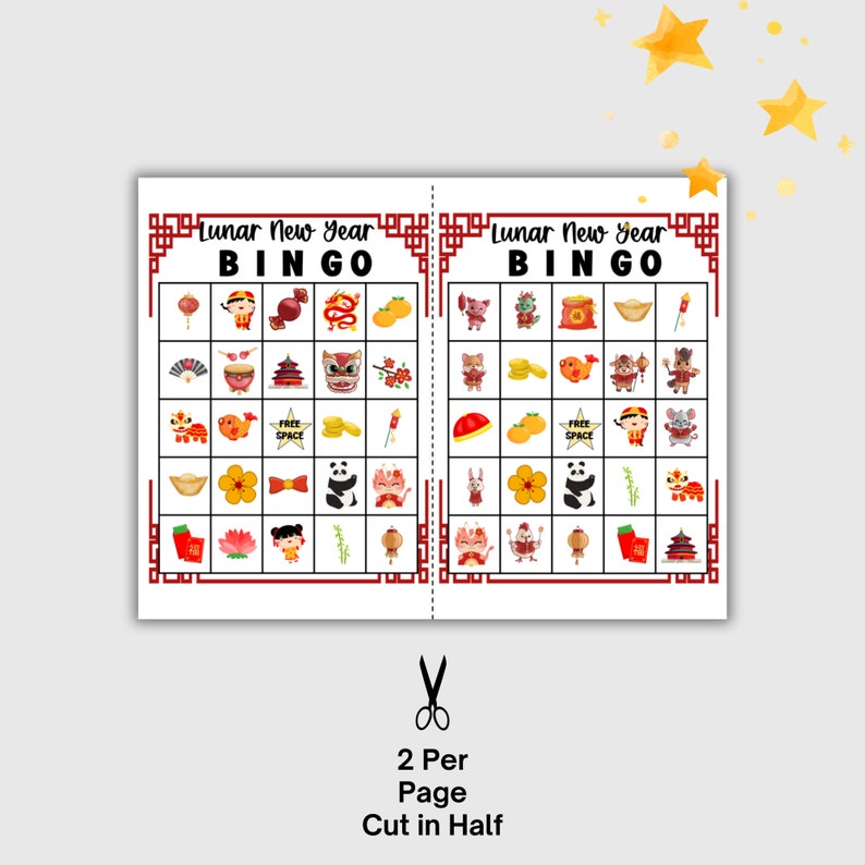 Lunar New Year BINGO Game for Kids and Adults, Family Activity, Holiday ...