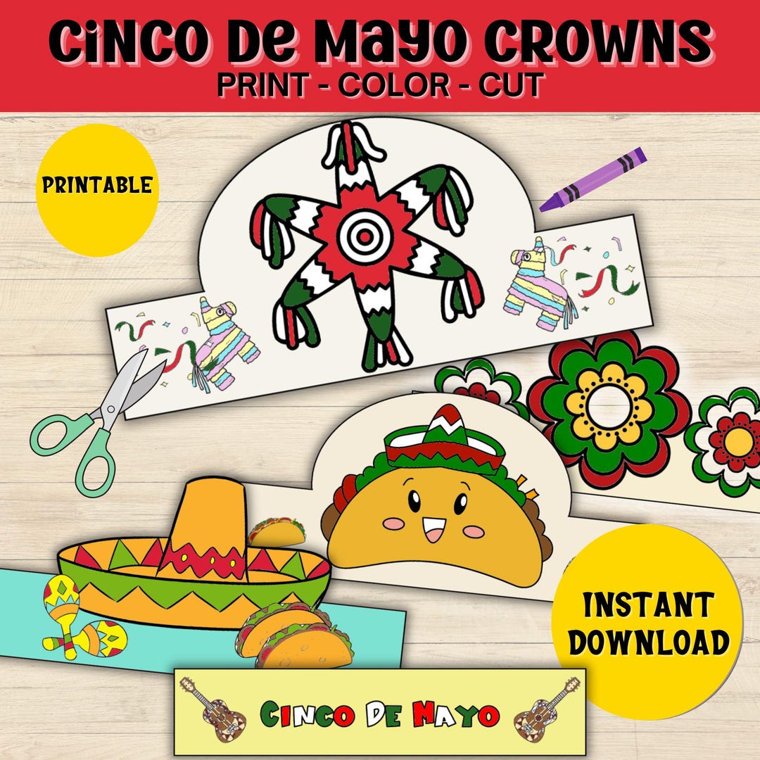 Cinco De Mayo Crowns, Fiesta Decorations, Mexican Party Hats, Fun Kids ...