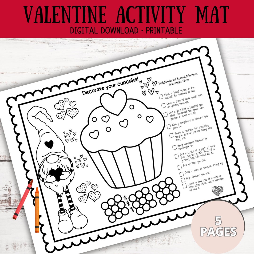 Valentine's Day Activity Placemat | Kids Holiday Crafts | Winter ...