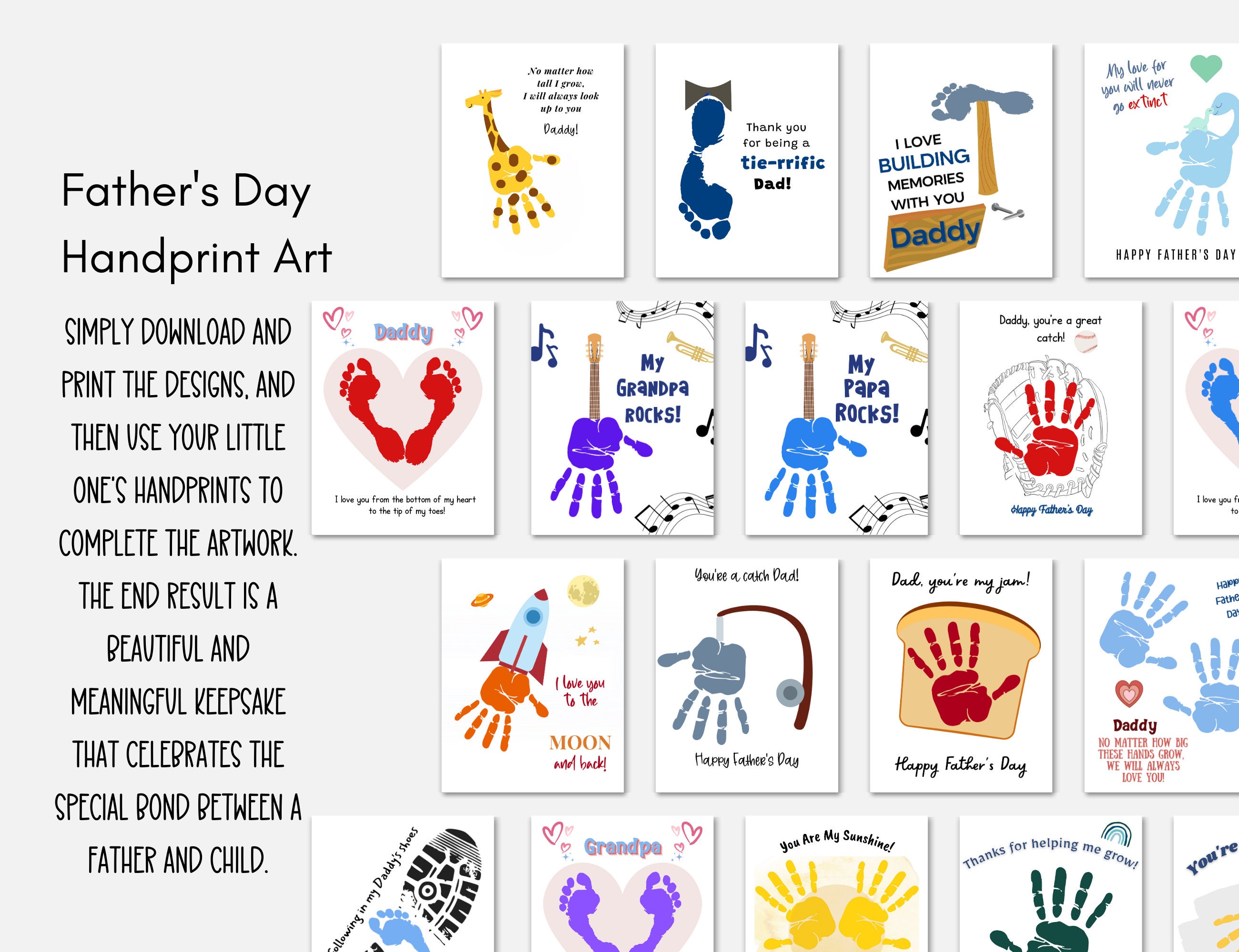 Father's Day Handprint Craft Bundle Kids Handprint Art - Etsy