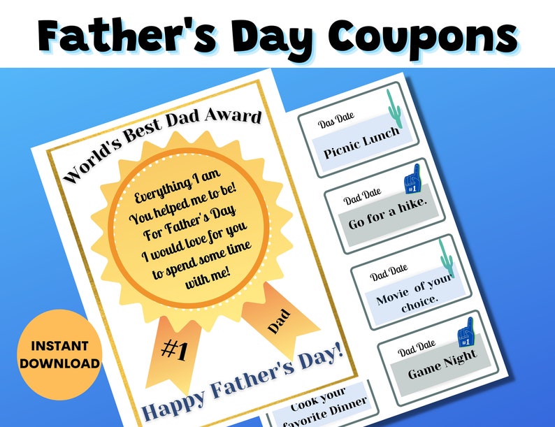 Father's Day Coupon Book Printable DIY Father's Day Gift Printable Dad ...