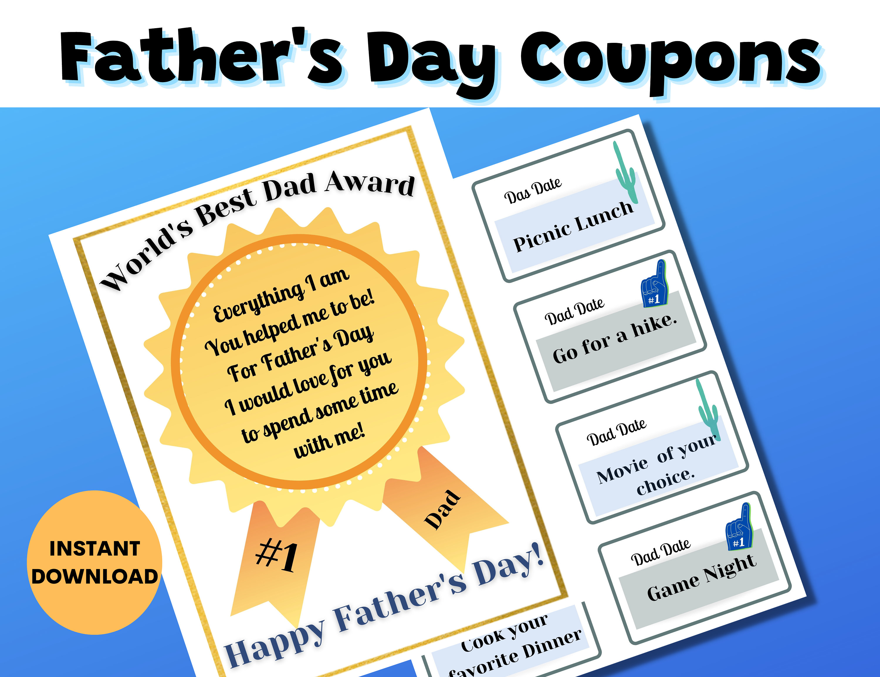 Father's Day Coupon Book Printable DIY Father's Day Gift Printable Dad ...