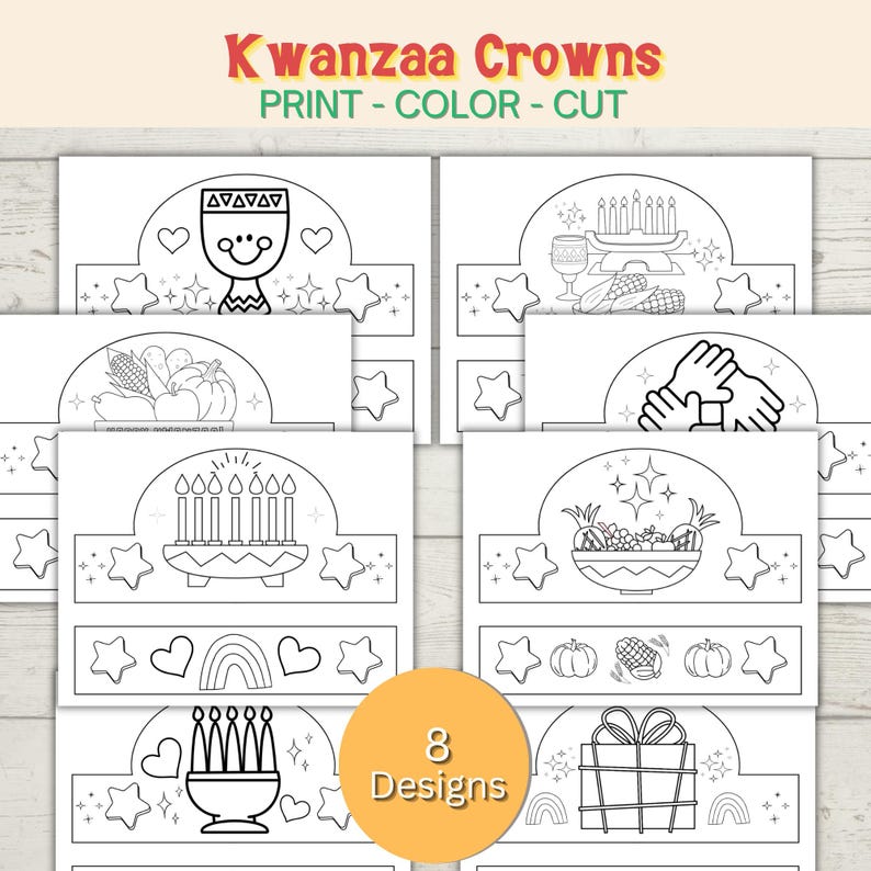 Kwanzaa Paper Crown Activity for Kids, Holiday DIY Printable Hat for ...