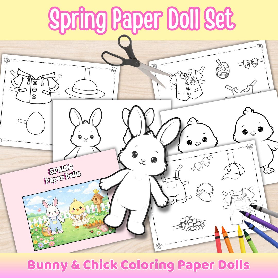 Color Your Own Spring Paper Dolls Printable, Easter Coloring Pages ...
