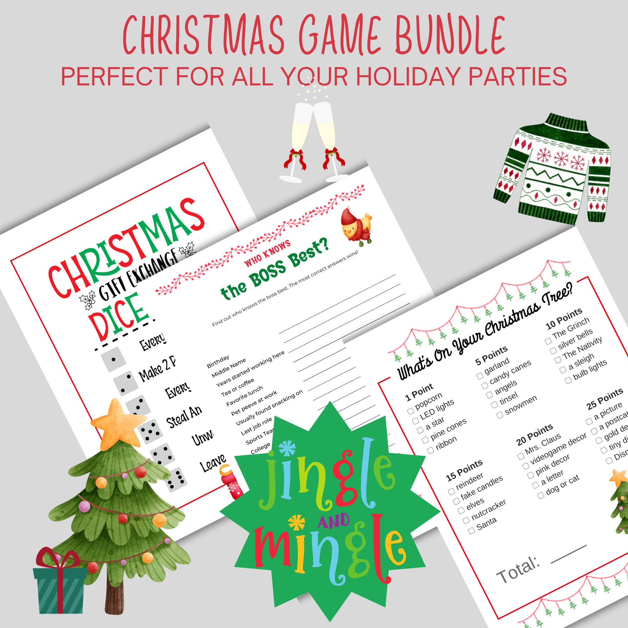 Christmas Game Bundle, Office Party Games, Christmas Party Games for ...