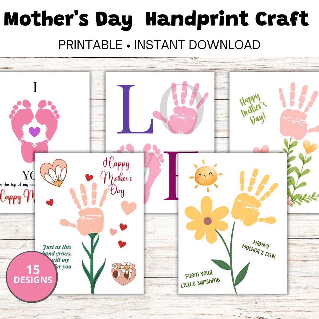 Mother's Day Hand-print Art Bundle, Mother's Day Preschool Crafts ...