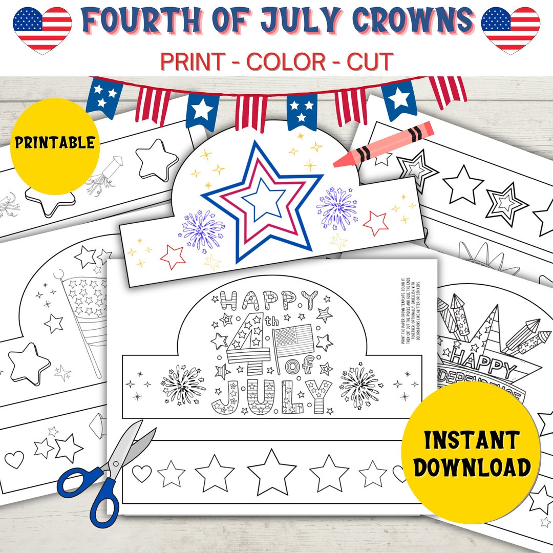 Fourth of July Crown Craft | Printable Paper Hat | DIY Independence Day ...