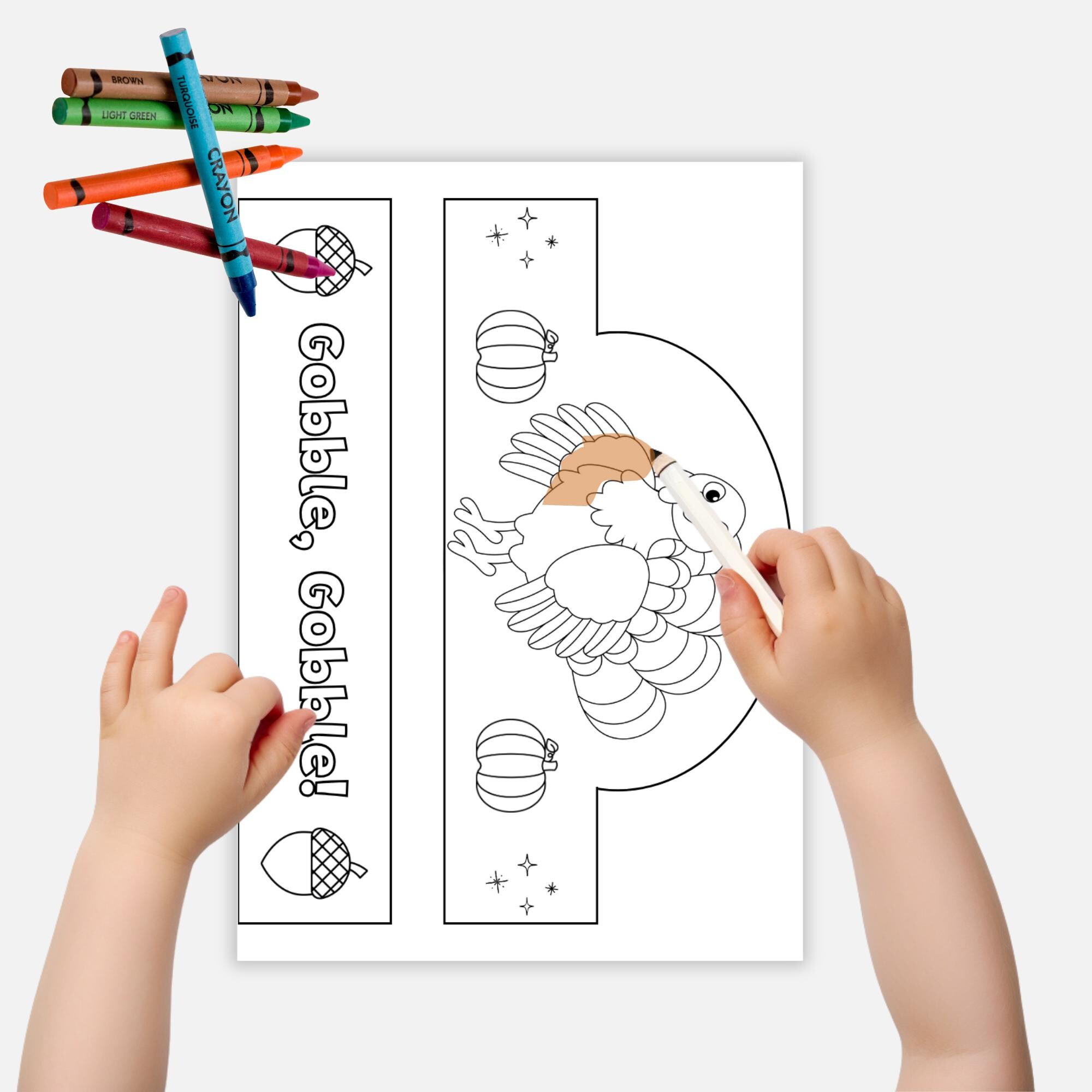 Thanksgiving Paper Crown Activity for Kids, Turkey DIY Printable Hat ...