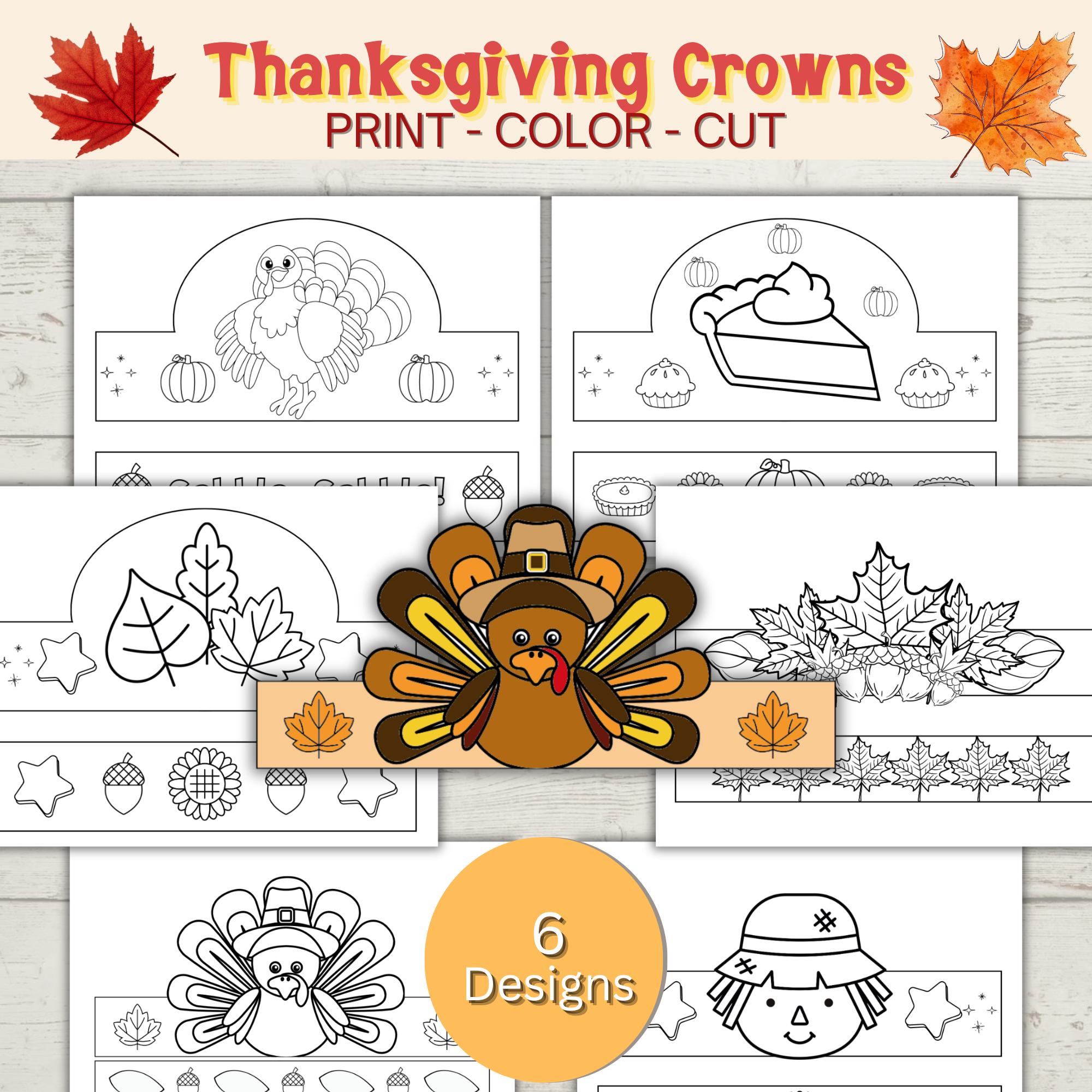 Thanksgiving Paper Crown Activity for Kids, Turkey DIY Printable Hat ...