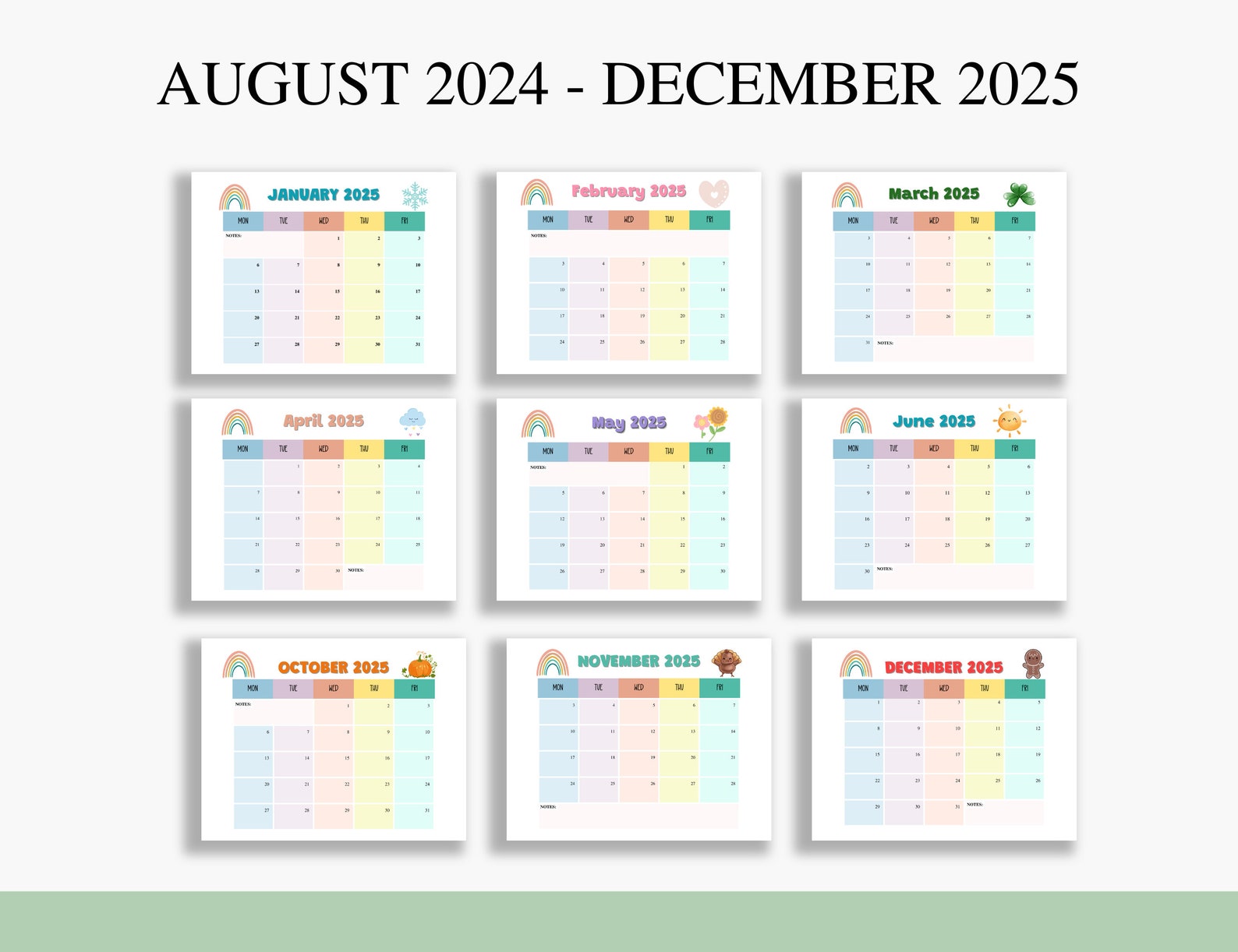 EDITABLE SNACK CALENDAR | Rainbow Theme | Organize Snack Time With Ease ...