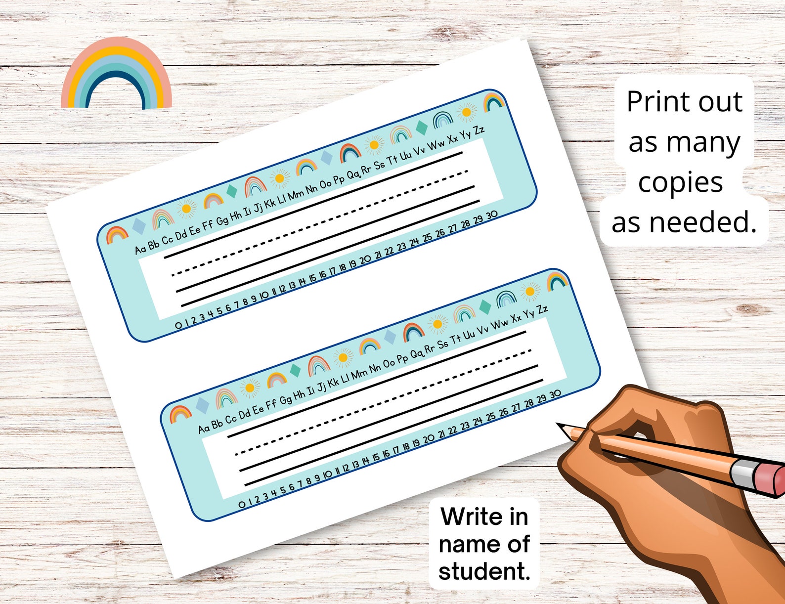 Rainbow Desk Name Tag Student Desk Name Tag Printable Desk - Etsy
