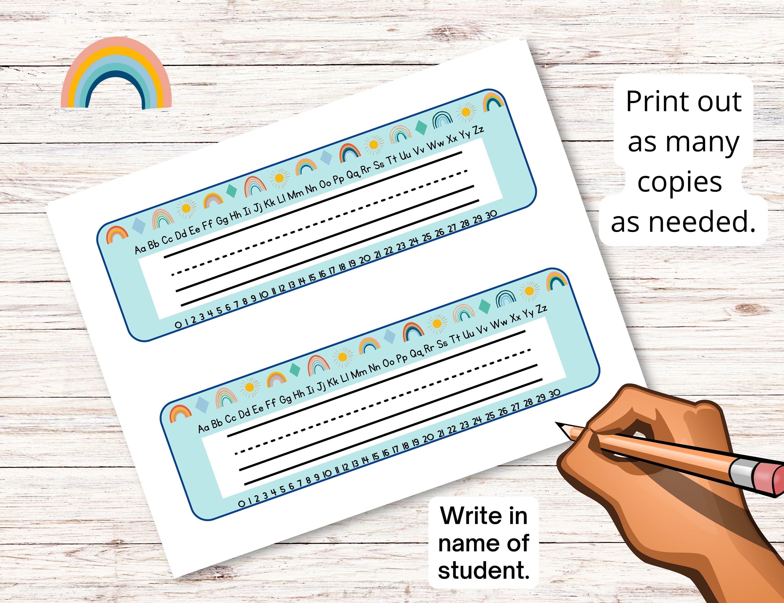 Rainbow Desk Name Tag Student Desk Name Tag Printable Desk - Etsy