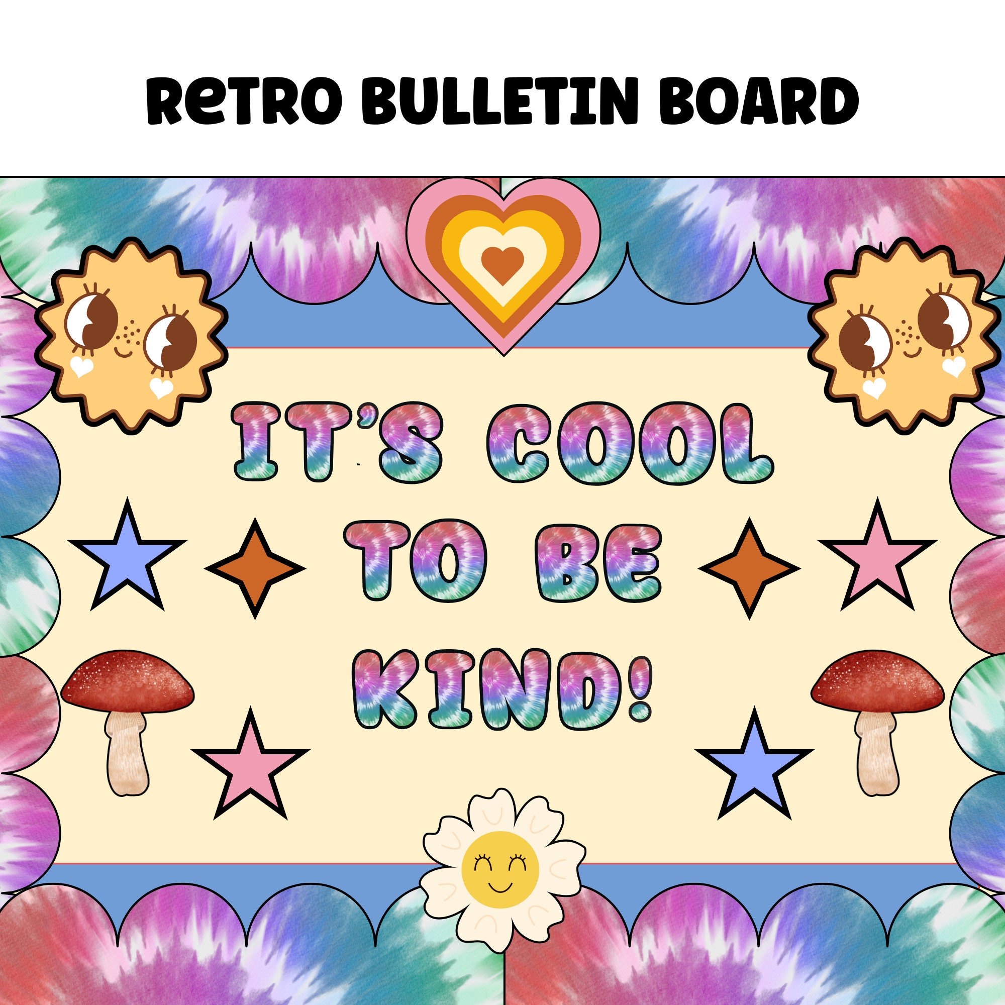 Retro Kindness Bulletin Board Kit | Valentine Kindness Classroom Theme ...