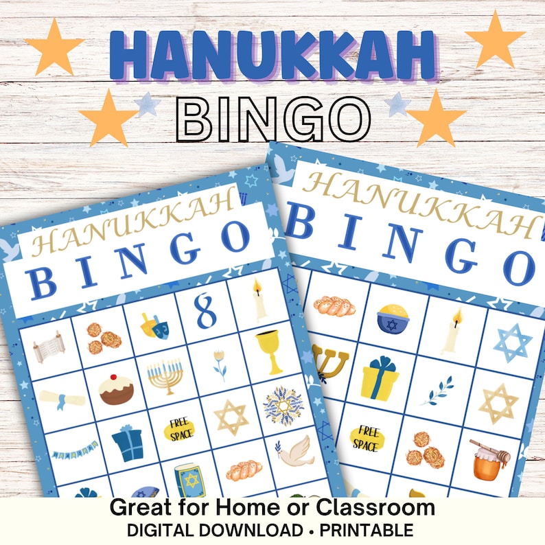 Hanukkah BINGO Game for Kids and Adults | Hanukkah Games | Hanukkah ...