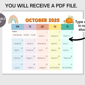 EDITABLE SNACK CALENDAR | Rainbow Theme | Organize Snack Time With Ease ...
