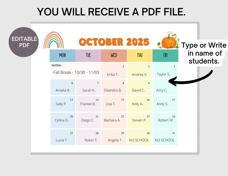 EDITABLE SNACK CALENDAR | Rainbow Theme | Organize Snack Time With Ease ...