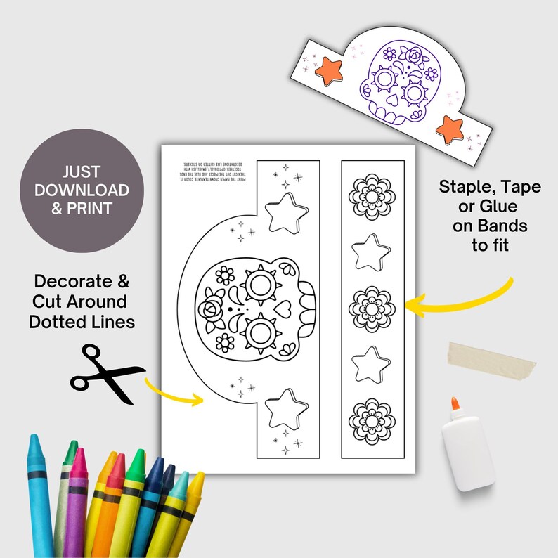 Dia De Los Muertos Paper Crown Activity for Kids – 6 Festive Designs ...