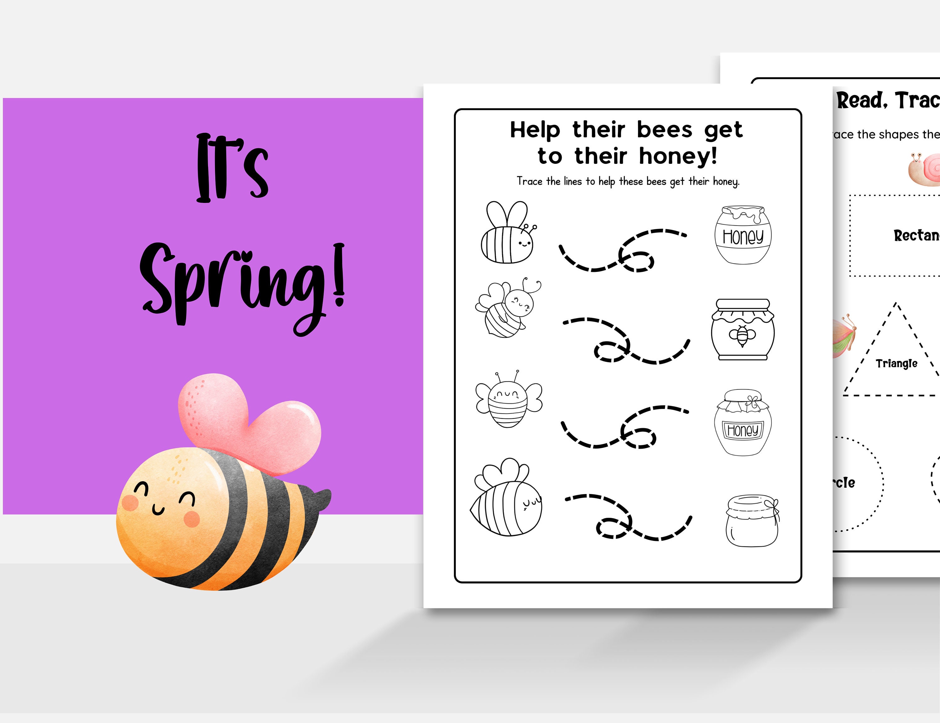 Spring Color and Trace Activity Bundle Preschool Worksheets ...
