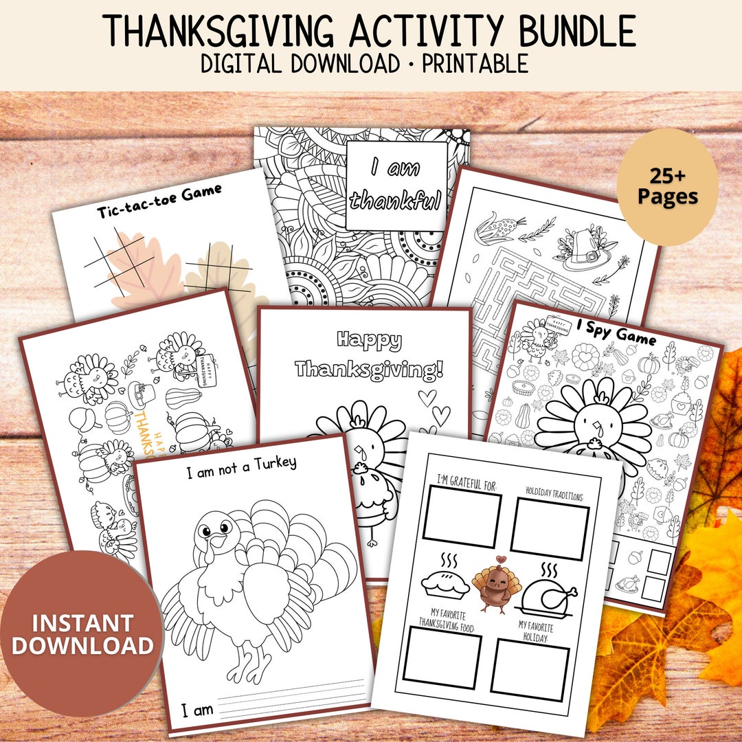 Thanksgiving Activity Pack, Games for Kids, Fall Coloring, Thanksgiving ...