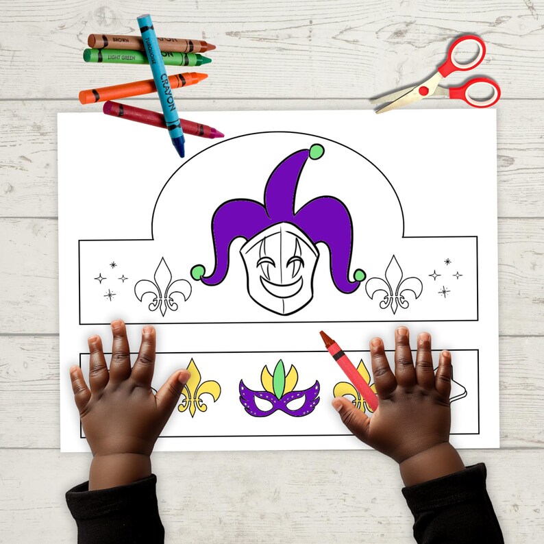 Mardi Gras Crown Craft - Carnival Headband - King Queen Crown Template ...