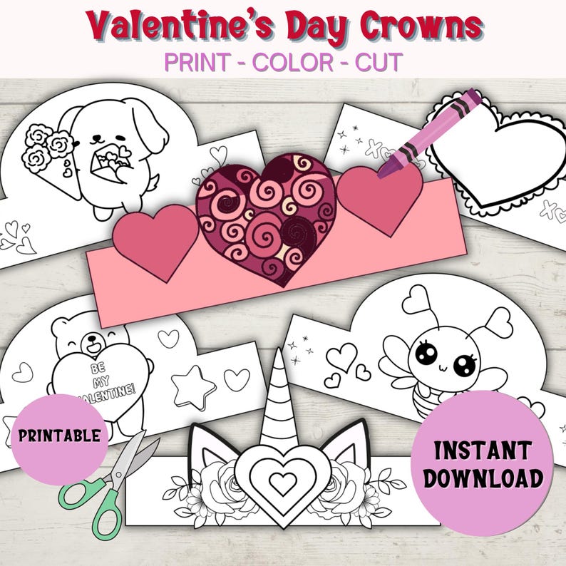 Valentine Crown Craft - Valentine's Day Headband - Fun Craft for Kids ...