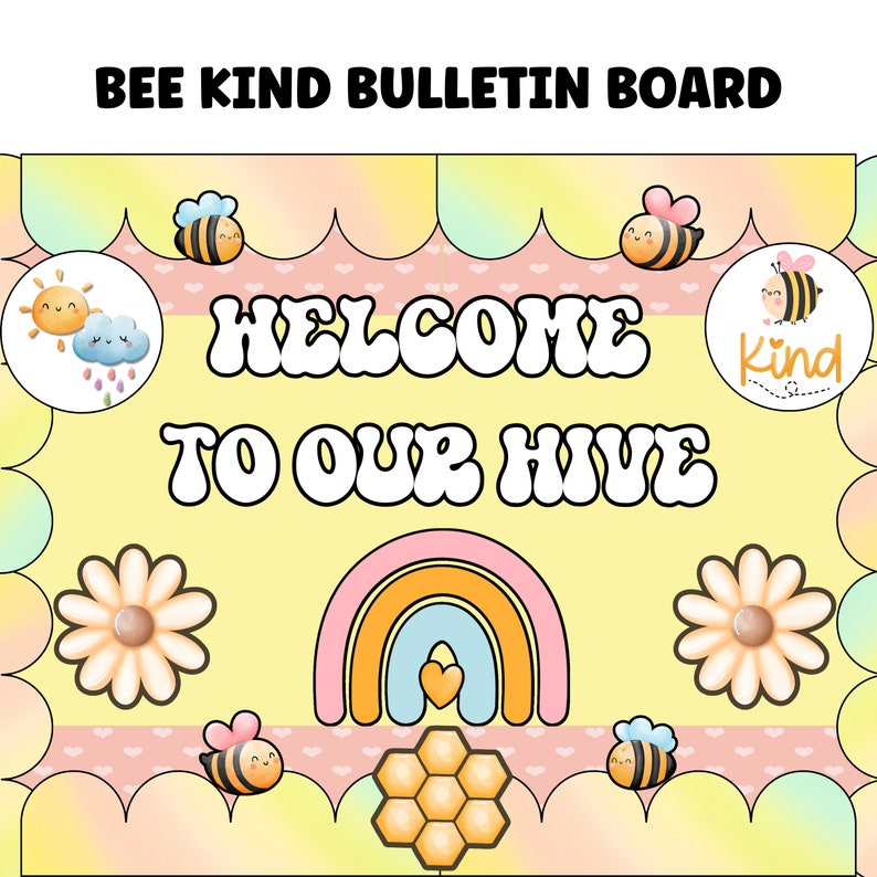 Bee Theme Bulletin Board Kit | Back to School Bulletin Board | Bee Kind ...