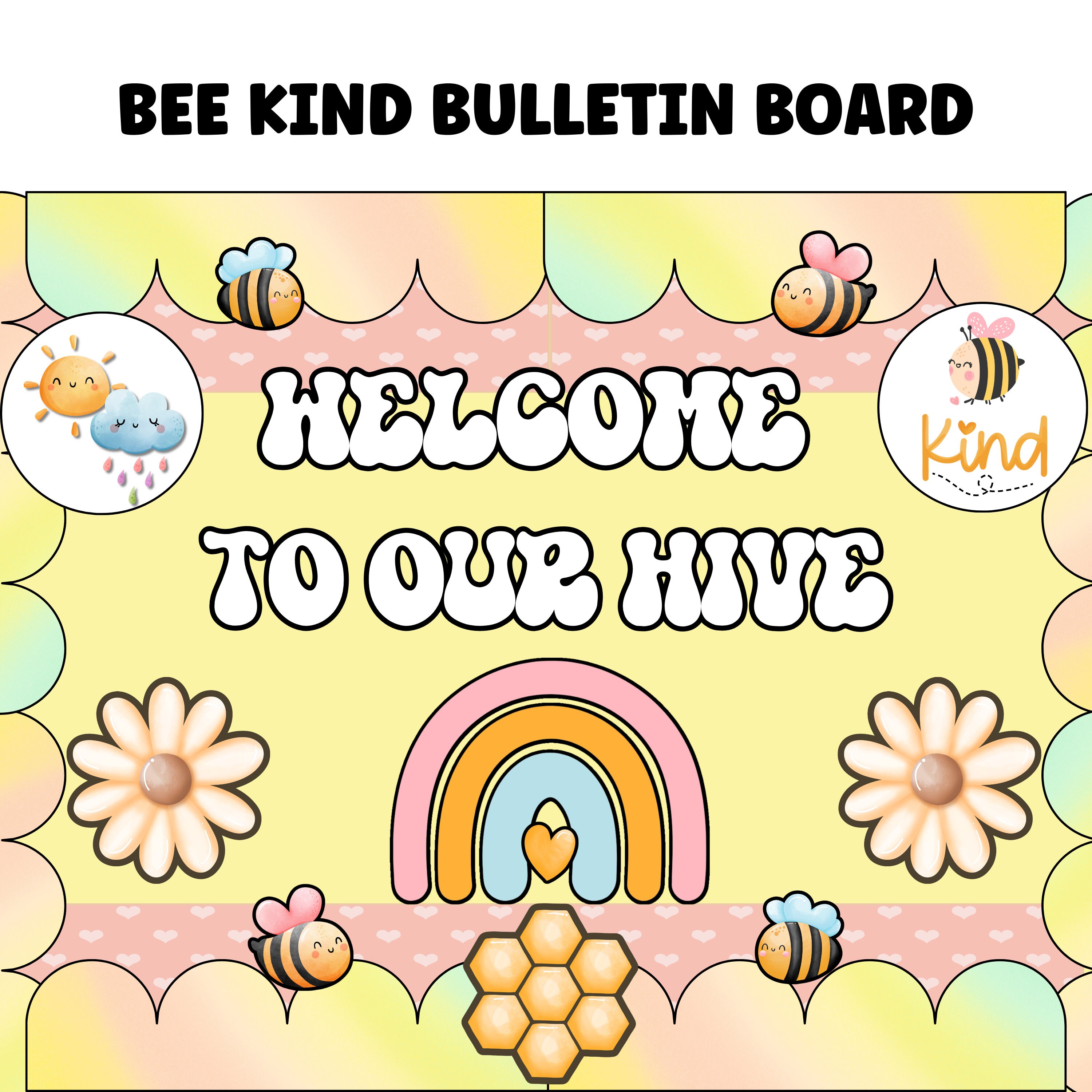 Bee Theme Bulletin Board Kit | Back to School Bulletin Board | Bee Kind ...