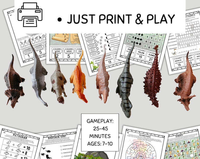 Dinosaur Escape Room for Kids. Printable Party Game, Dinosaur Games ...