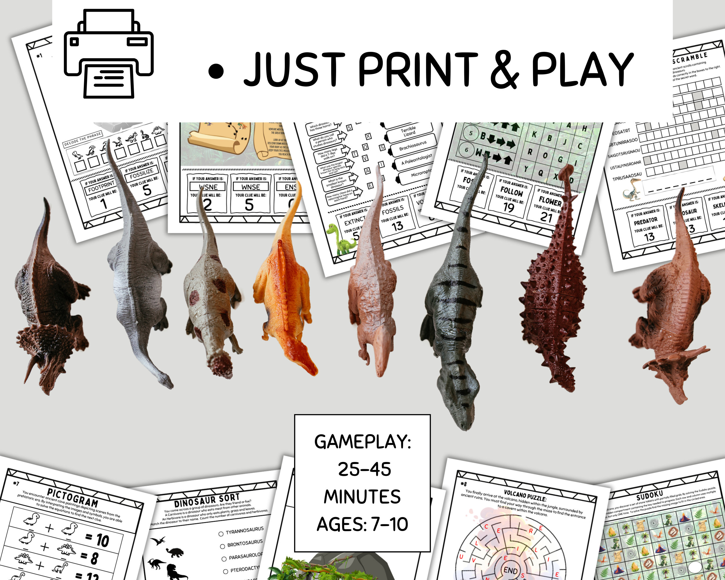 Dinosaur Escape Room for Kids. Printable Party Game, Dinosaur Games ...