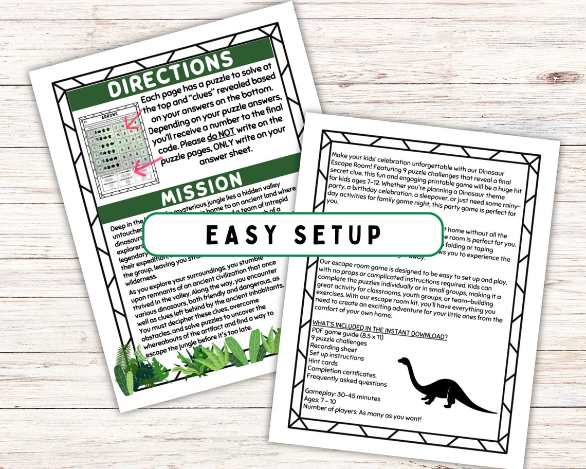 Dinosaur Escape Room for Kids. Printable Party Game, Dinosaur Games ...