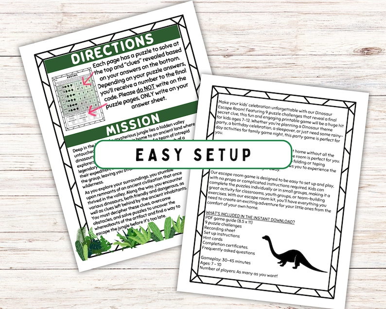 Dinosaur Escape Room for Kids. Printable Party Game, Dinosaur Games ...