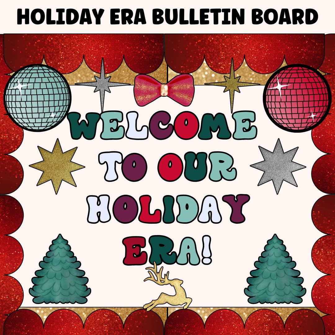 Holiday Era Bulletin Board Kit | Winter Bulletin Board | Retro Groovy ...