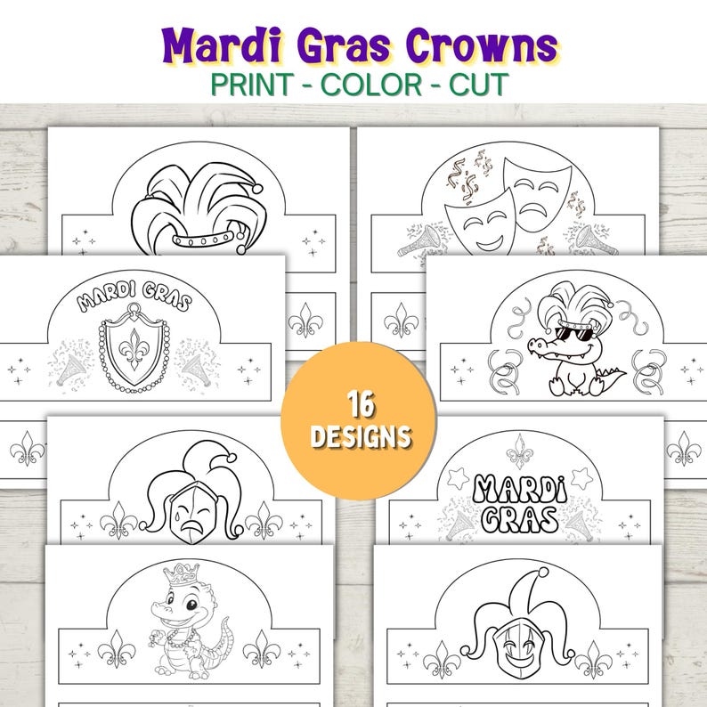 Mardi Gras Crown Craft - Carnival Headband - King Queen Crown Template ...