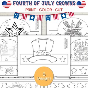 Fourth of July Crown Craft | Printable Paper Hat | DIY Independence Day ...