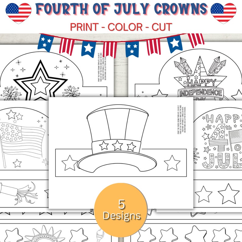 Fourth of July Crown Craft | Printable Paper Hat | DIY Independence Day ...