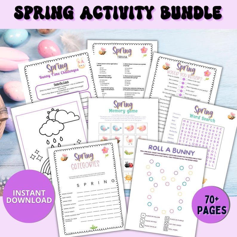 Easter Activity Bundle for Kids – Printable Spring Games, Family Game ...