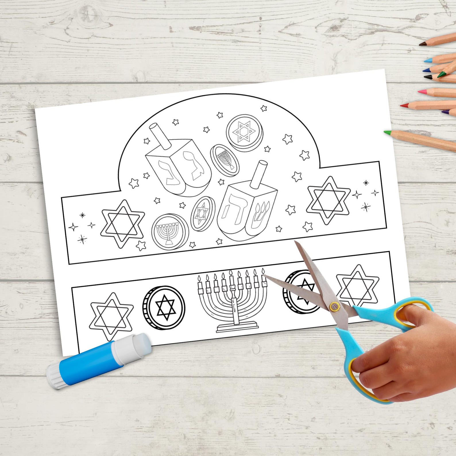 Hanukkah Crown Printable - Chanukah Menorah Hat Craft - Jewish ...