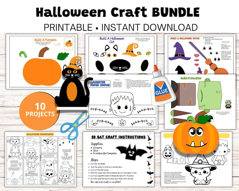 Printable Halloween Craft Bundle Finger Puppets, Build-a-crafts ...