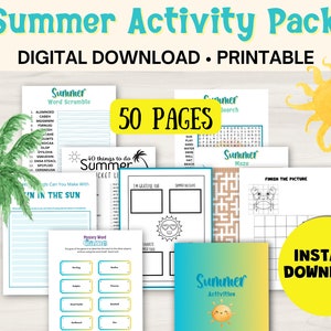 Summer Kids Activity Bundle, Summer Coloring Pages, Word Search, Summer ...