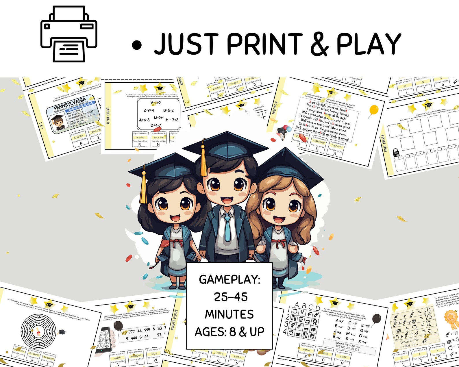 Graduation Escape Room Printable Escape Room Game Family Game Night ...