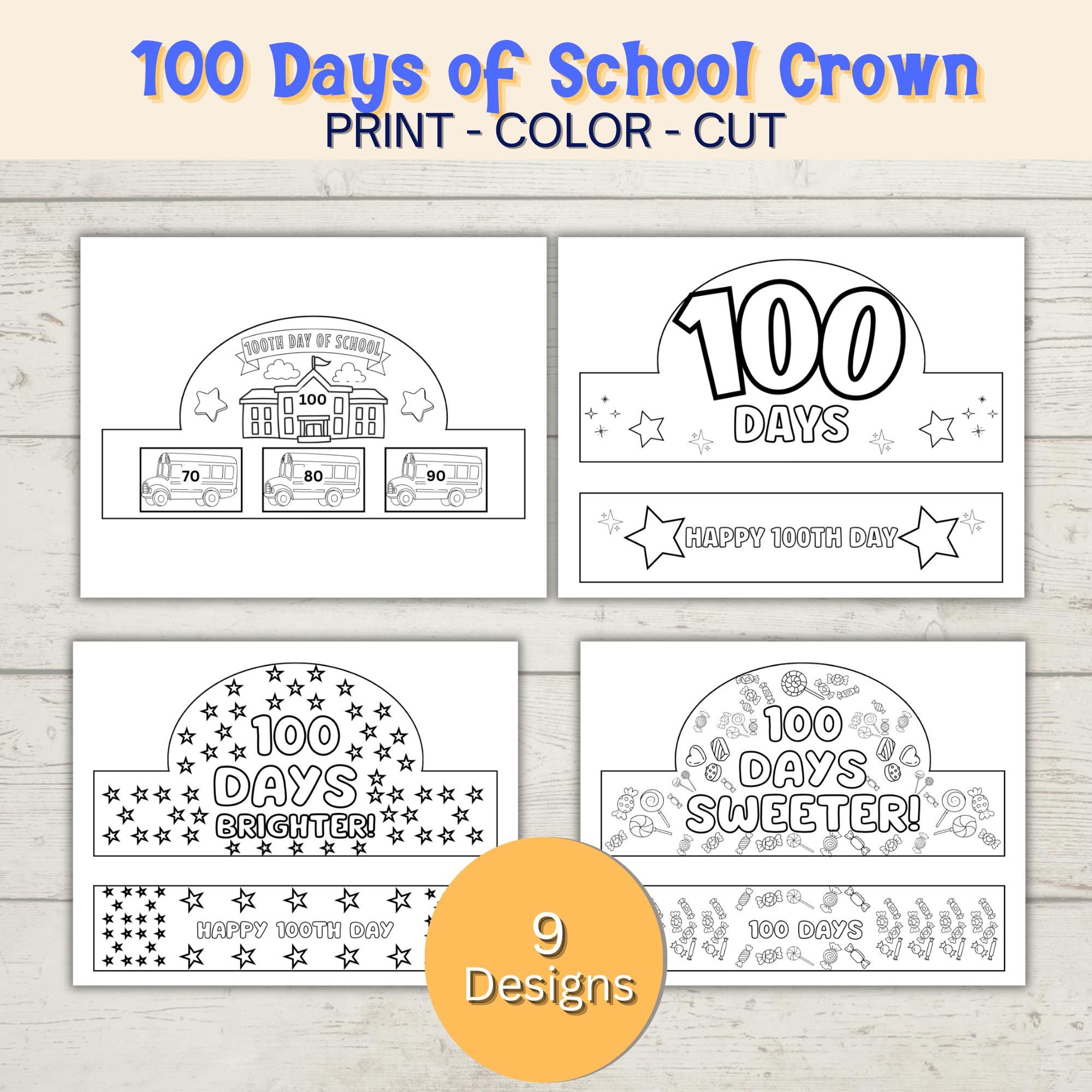 100 Days of School Paper Crowns - Kids Craft Activity - Classroom Party ...