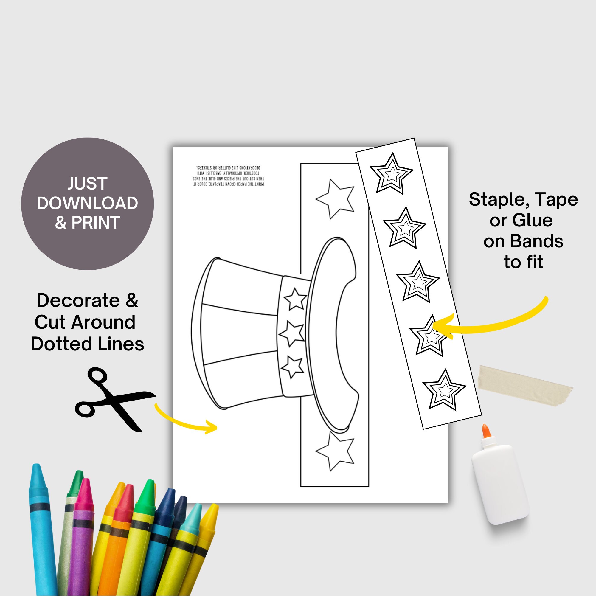 Fourth of July Crown Craft | Printable Paper Hat | DIY Independence Day ...
