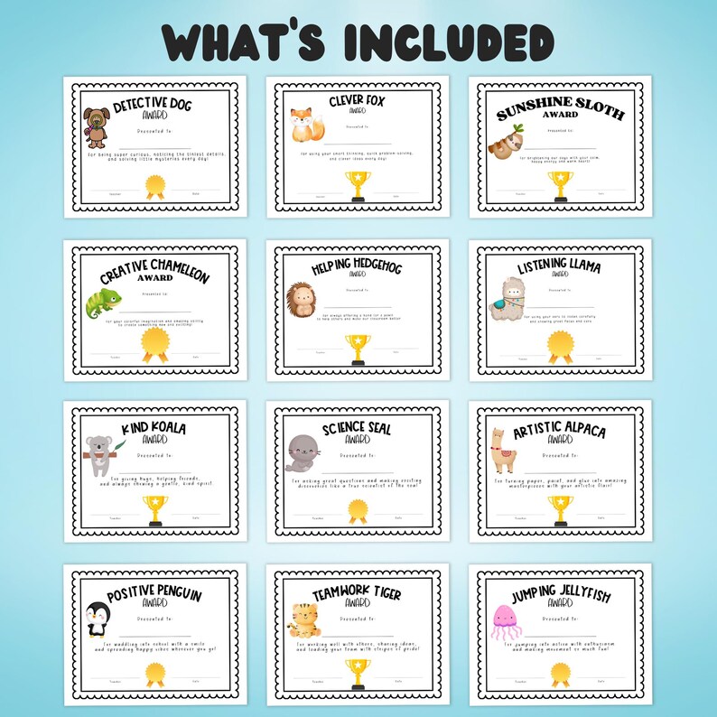 Animal-themed End-of-year Awards for Preschool & Kindergarten ...