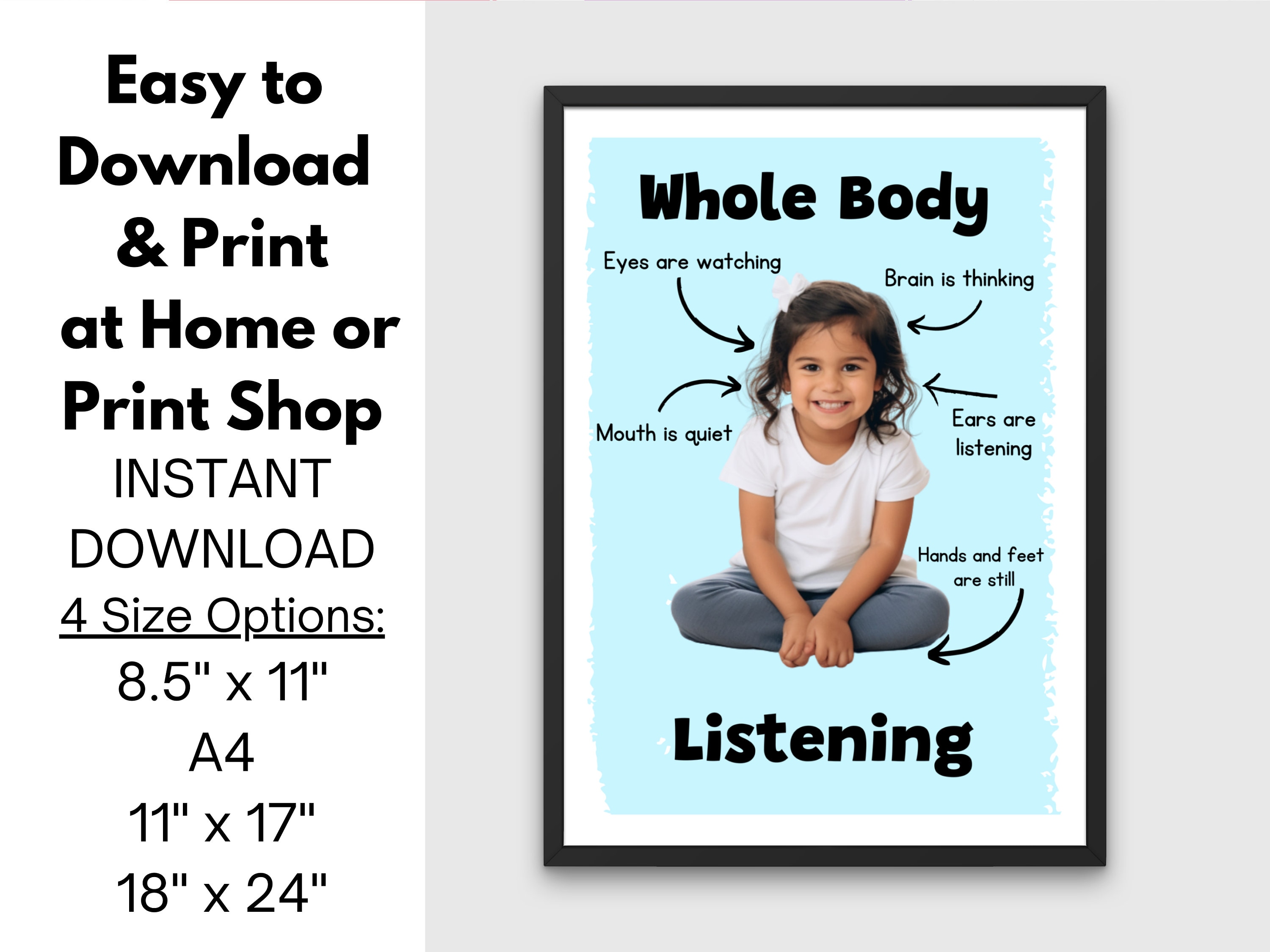 Whole Body Listening Poster | Classroom Decor| Kindergarten, Preschool ...