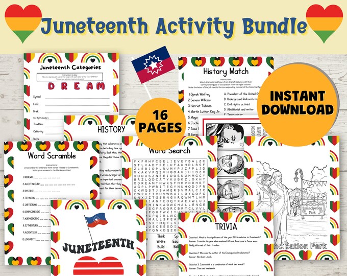 Juneteenth Games, Printable Game Bundle for Family or Classroom ...