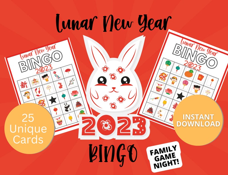 Lunar New Year BINGO Game for Kids and Adults Family - Etsy