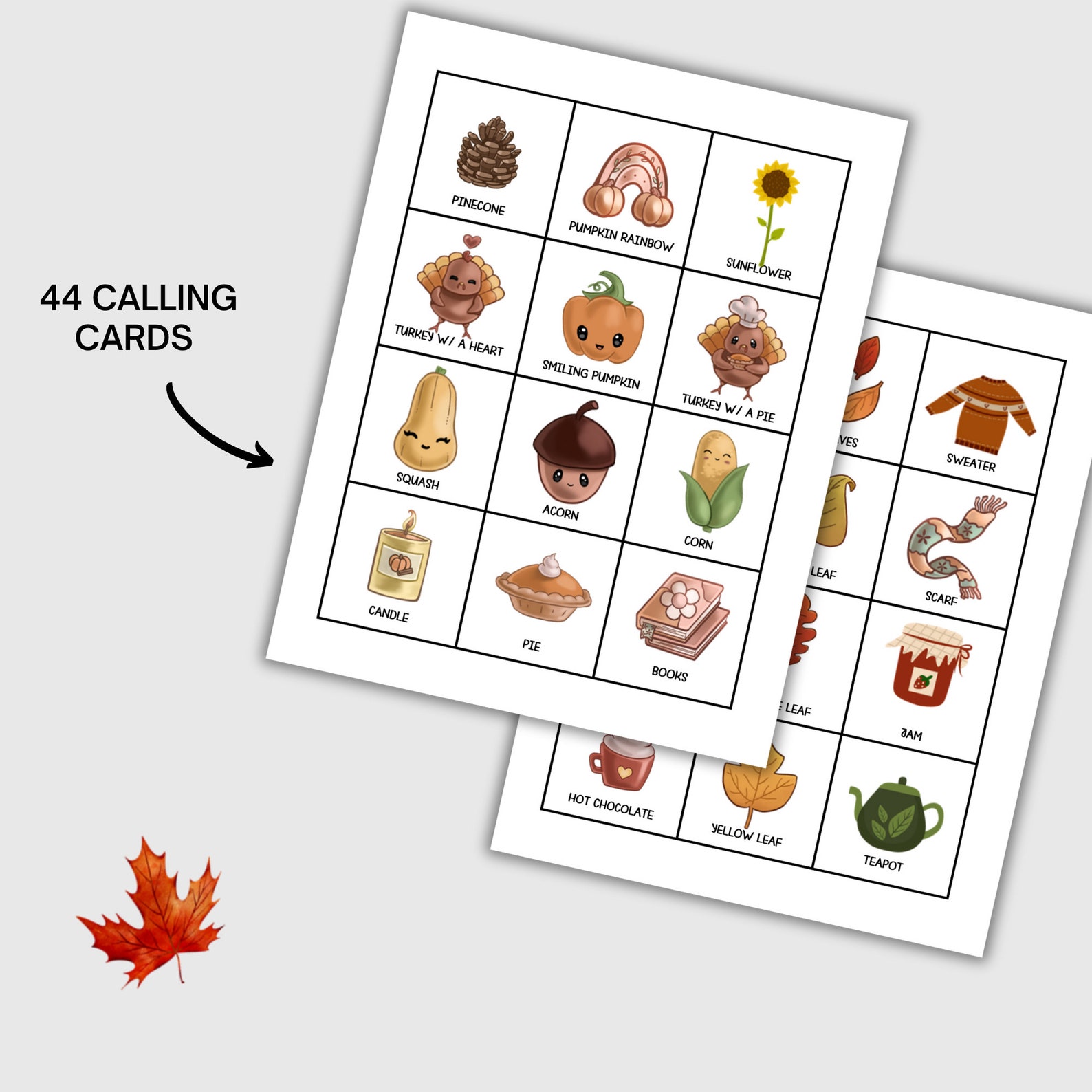 Fall BINGO Game for Kids and Adults, Friendsgiving Printable Games ...