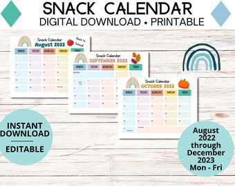 Editable Snack List - Etsy
